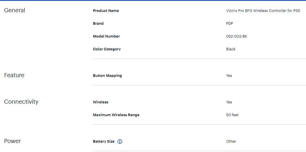 PDP - Victrix Pro BFG Wireless Controller for PS5 - Invastor