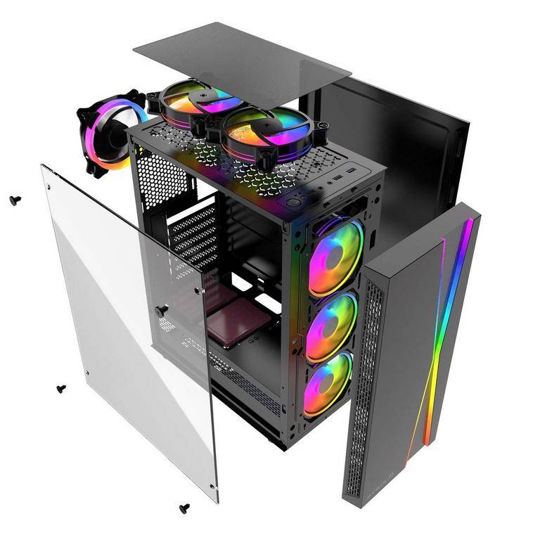Atrix Metal and Tempered Glass Computer Case with RGB - Invastor