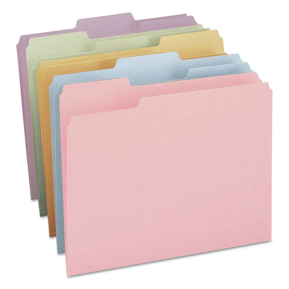 Smead 11953 100/Box 1/3 Cut Top Tab, Letter File Folders - Assorted ...