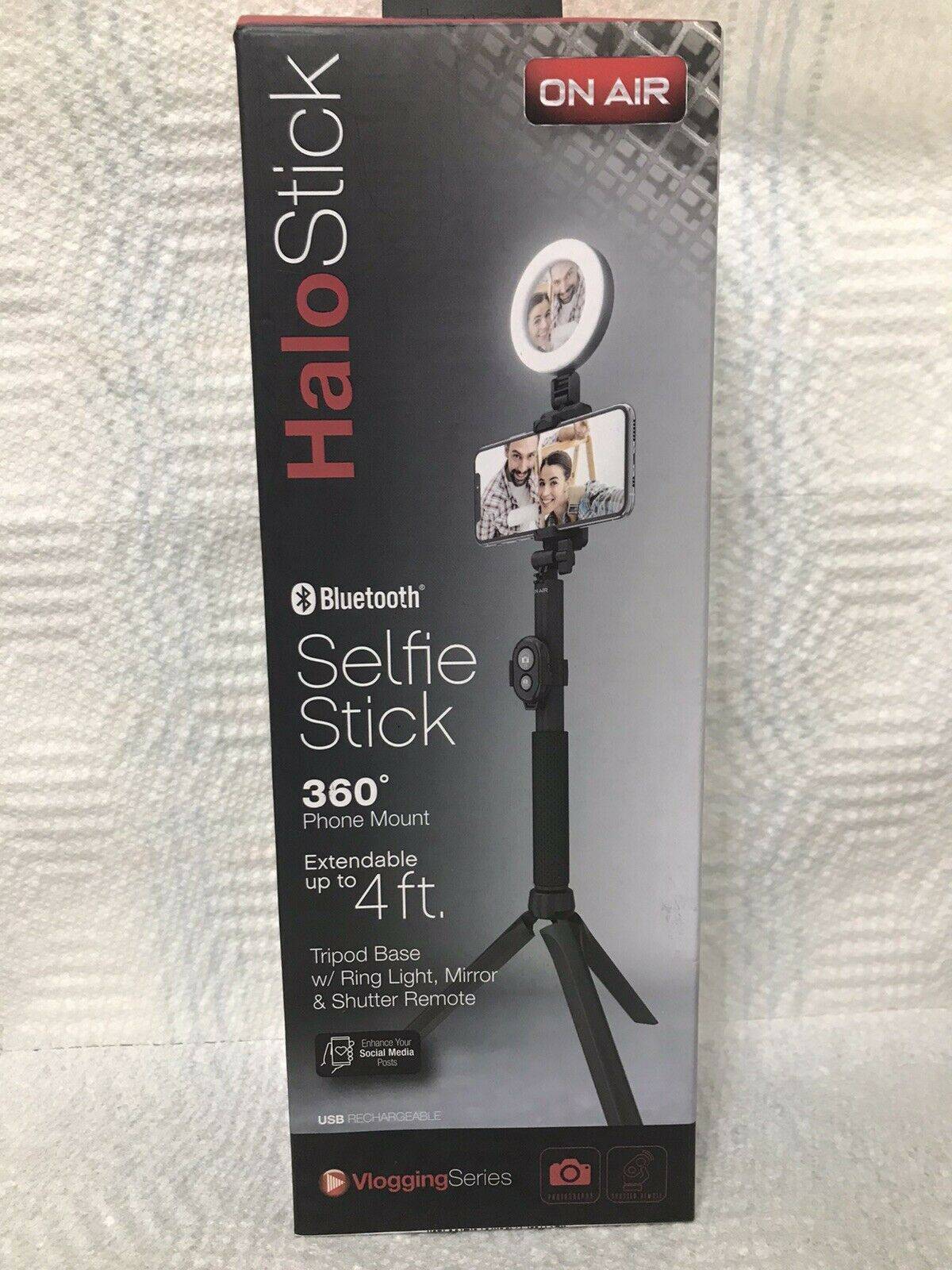 Tzumi On Air Halo Stick Pro 4-Ft Selfie Stick with Ring Light for ...