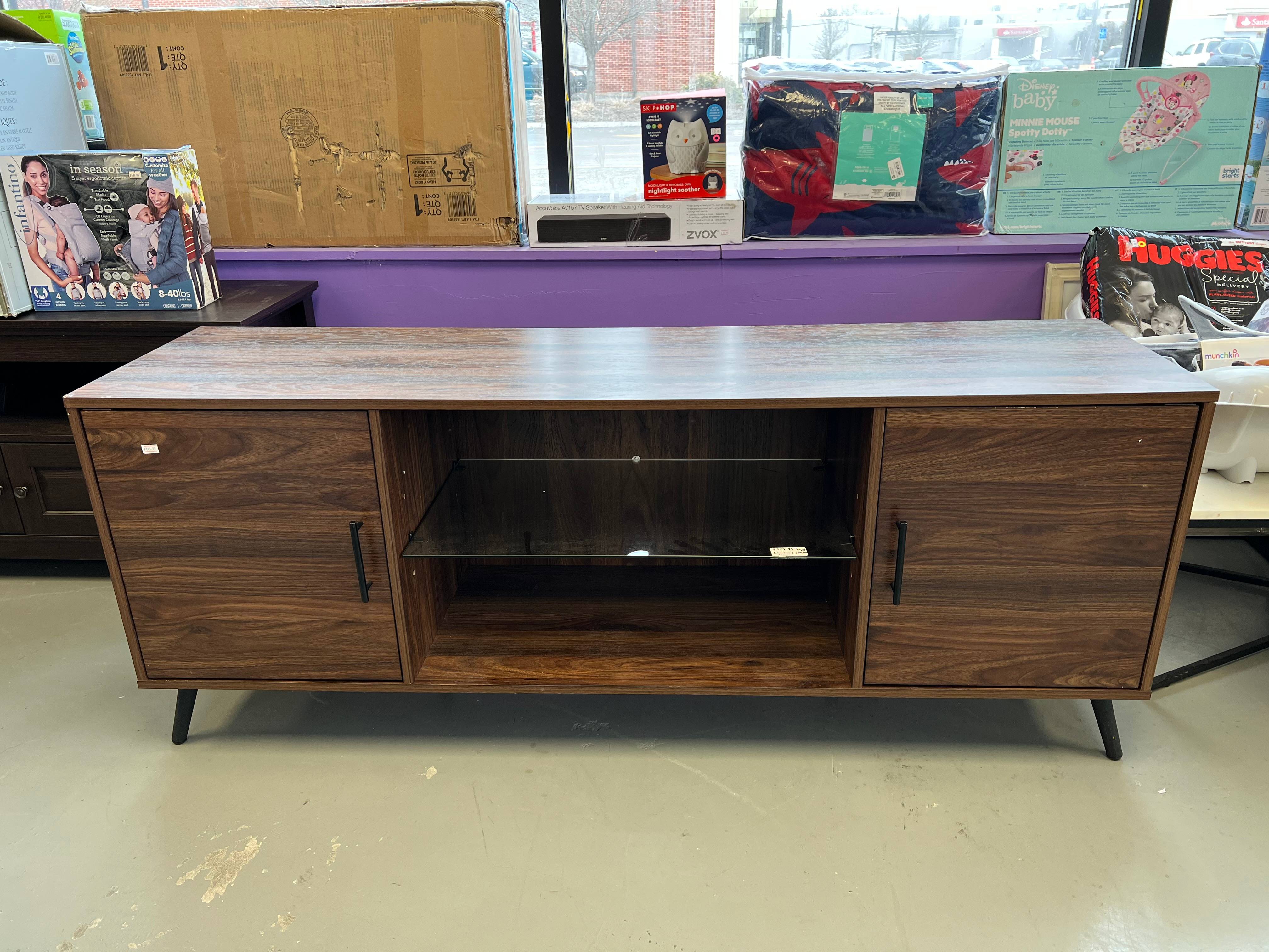 60" Mid Century Modern 2 Door TV Console in Dark Walnut - Walker Edison ...