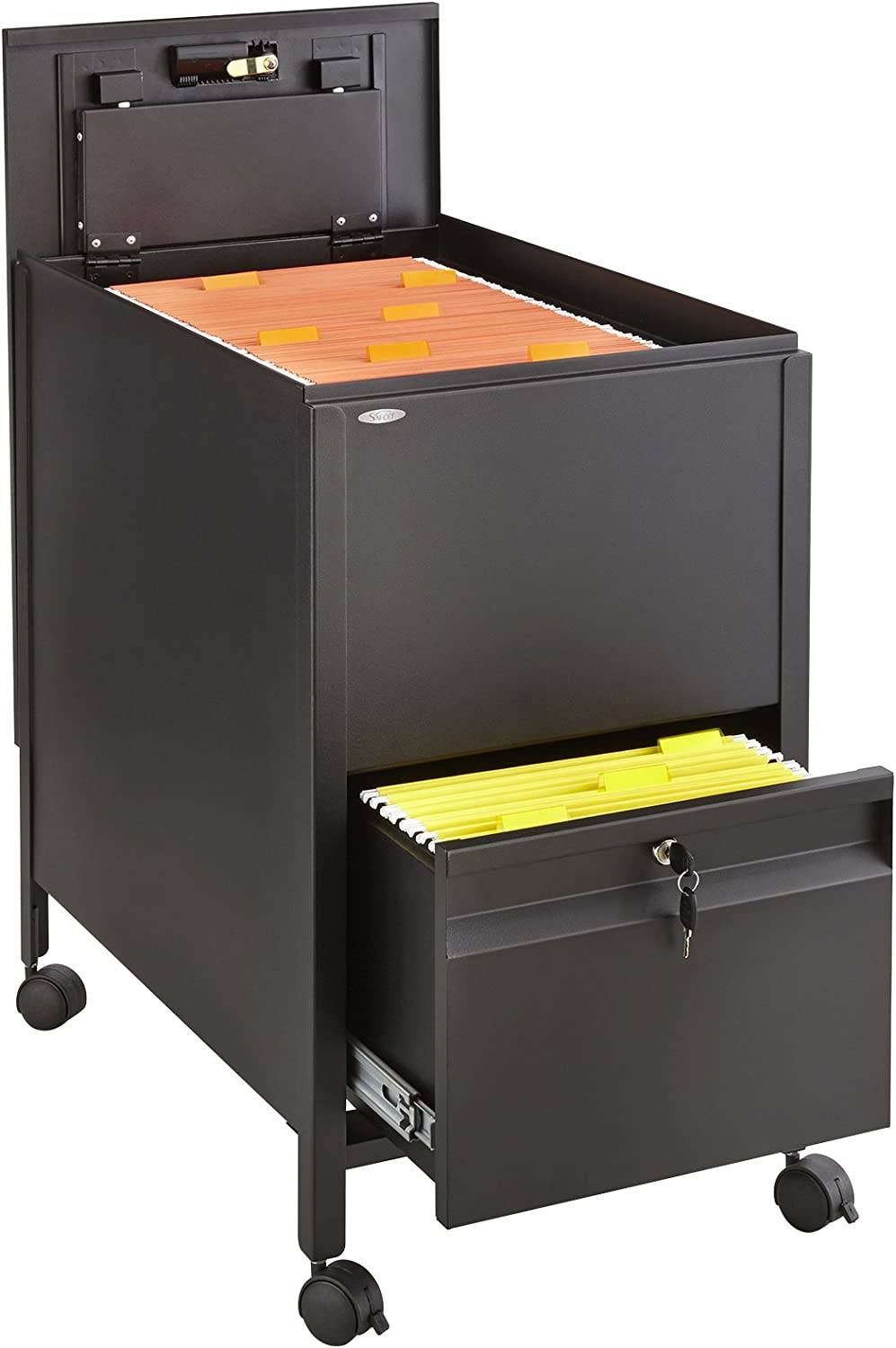 Safco Extra-Deep Locking Mobile Tub File 13.5wx24-3/4dx28-1/4h Black ...
